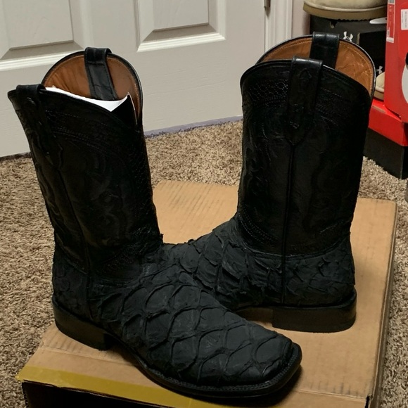 Shoes | Matte Black Pirarucu Western Boot | Poshmark